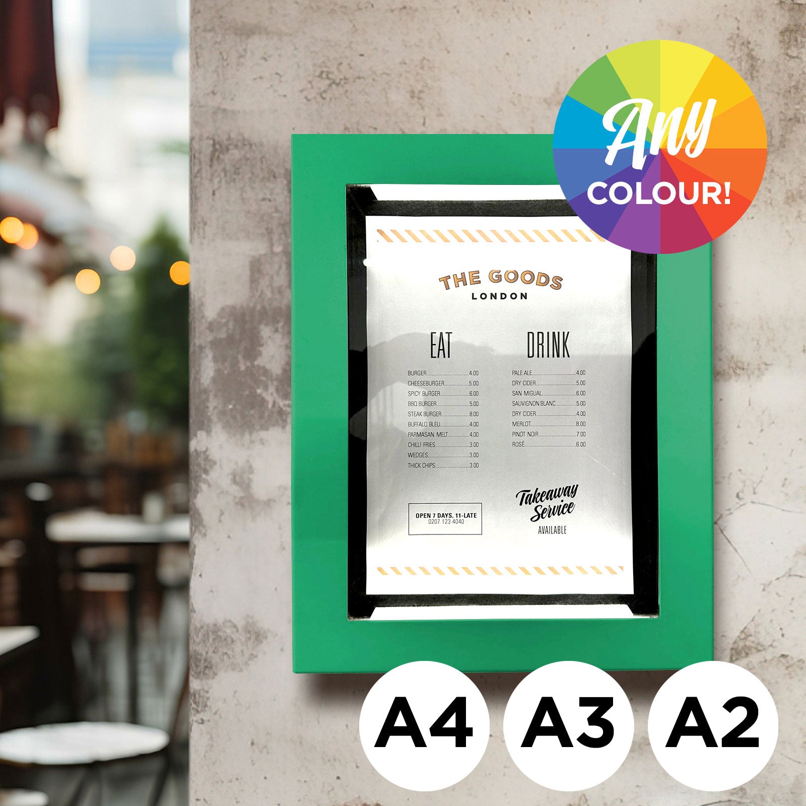 'The Aldwych' - Lockable Menu Display Case - Any Colour – The Goods London